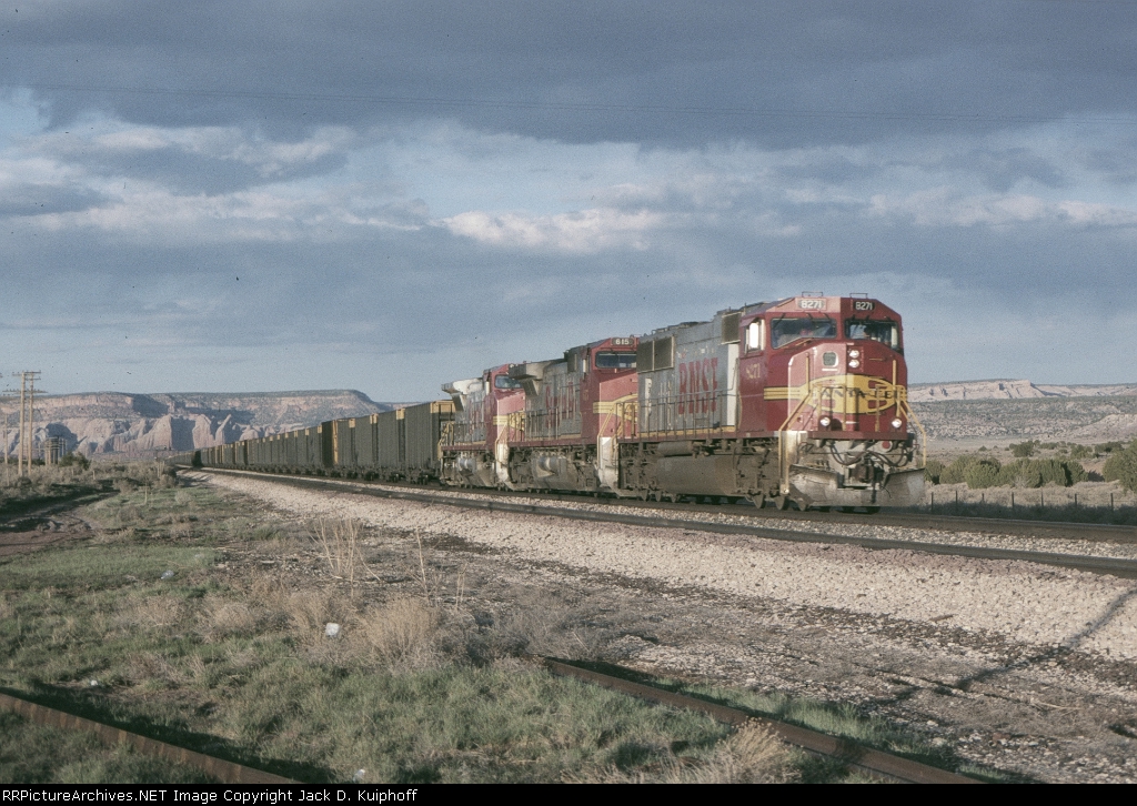 BNSF 8271 is w/b at mp183 in the late afternoon sun